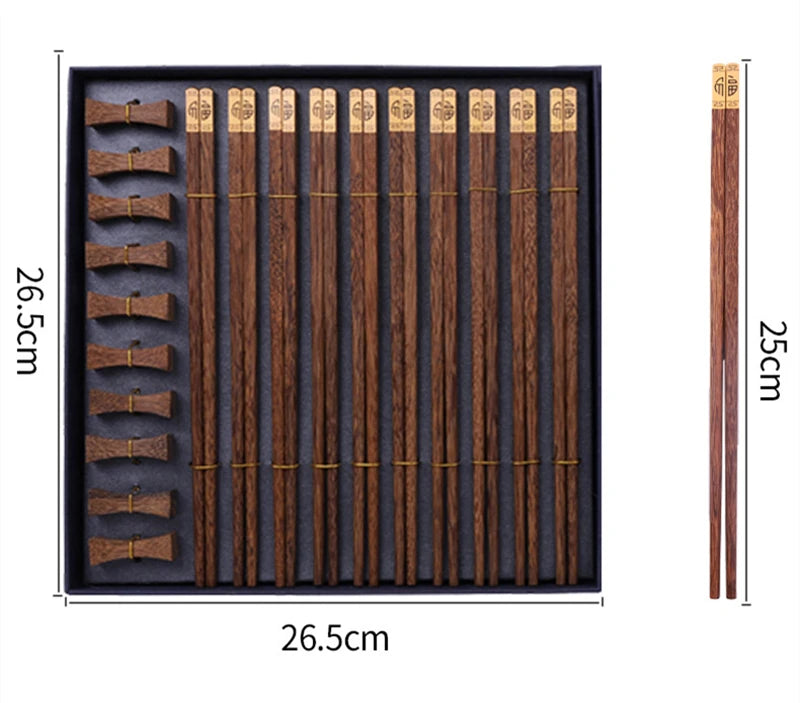 Premium Natural Wood Chinese Chopsticks Gift Box with Holder - 10 Set ...