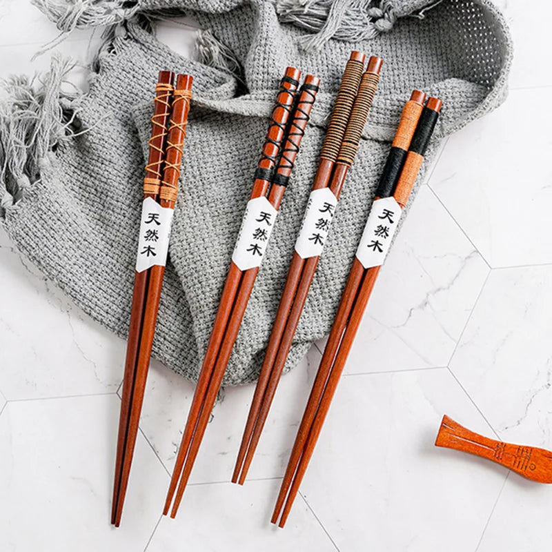 Wrapped Solid Wood Japanese Chopstick Set | Reusable & Eco-Friendly ...