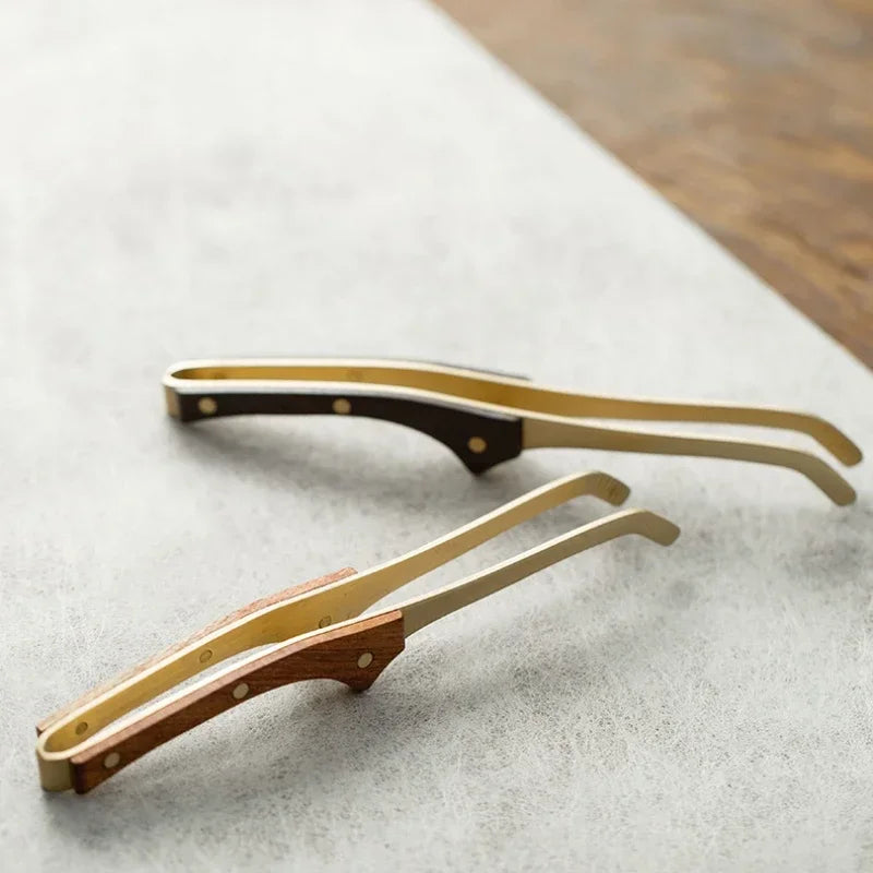 Wooden Copper Tea Tongs | Non-Slip Tweezers for Tea Ceremony - 1 Pc ...