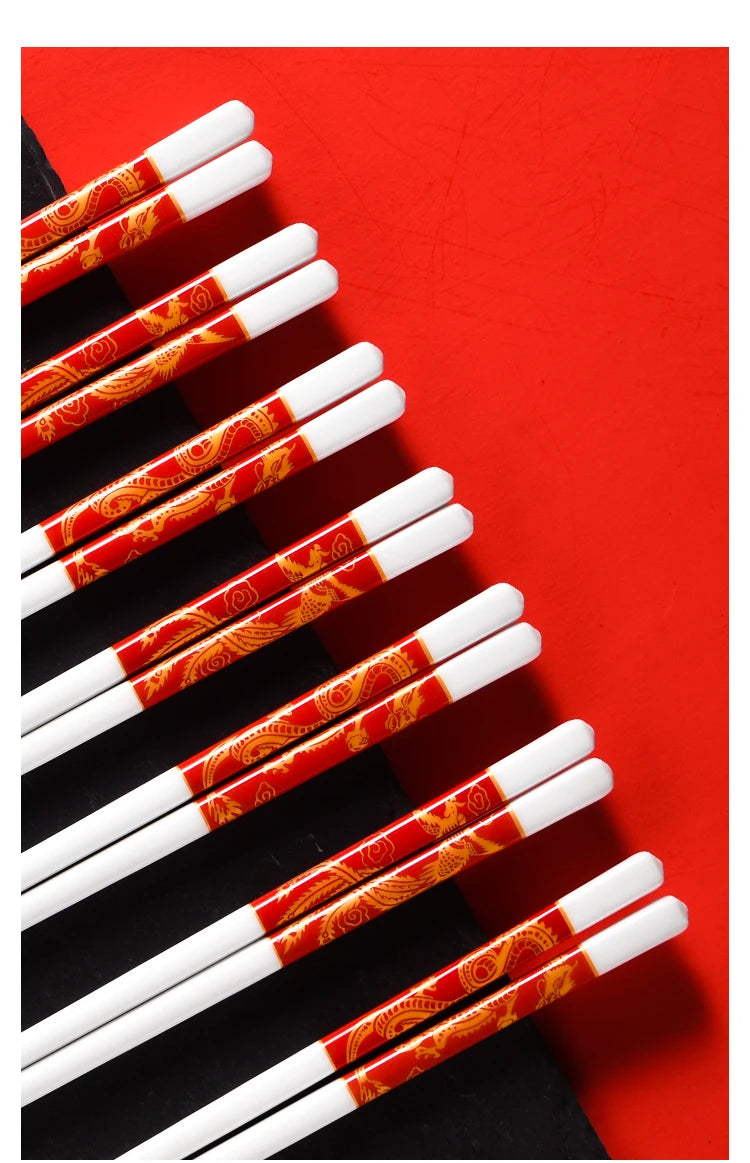 Festive Red Ceramic Chinese Chopsticks | Dragon and Phoenix – Beautiful ...