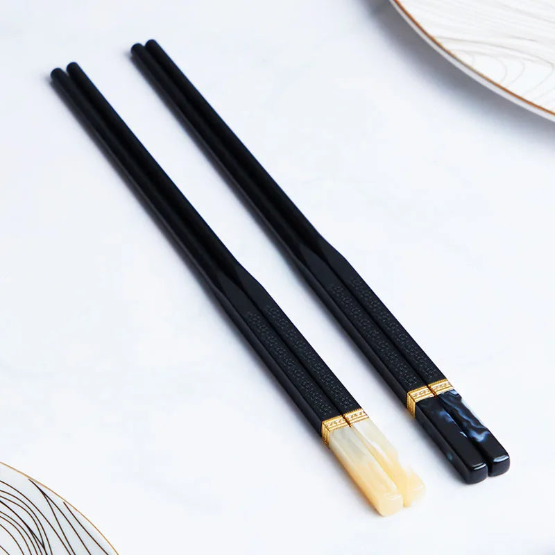 Obsidian & Ivory White Chopsticks | Luxury Chinese Utensil - 5 Pairs ...