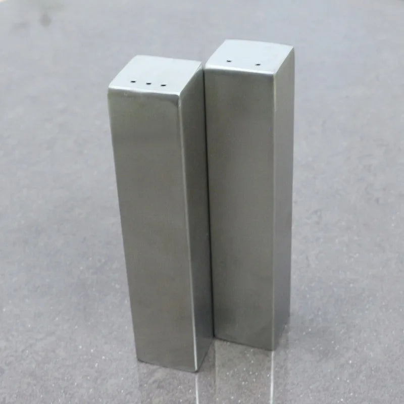 Metal Block Salt and Pepper Shakers | Stainless Steel Seasoning Set ...