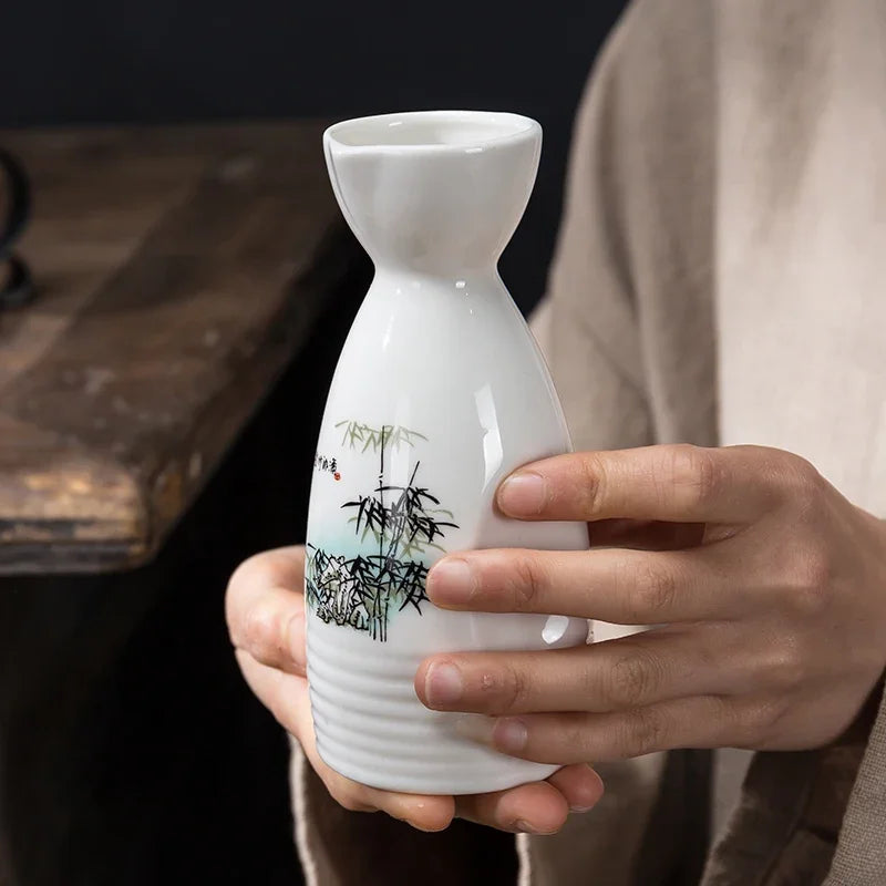 Japanese Painting Sake Set | Tokkuri Bottle and 2 Ceramic Cups ...