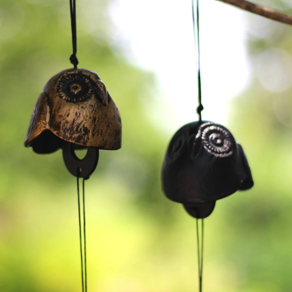 Owl Cast Iron Hanging Bell | Order Japanese Furin Wind Chime - 1 Pc ...