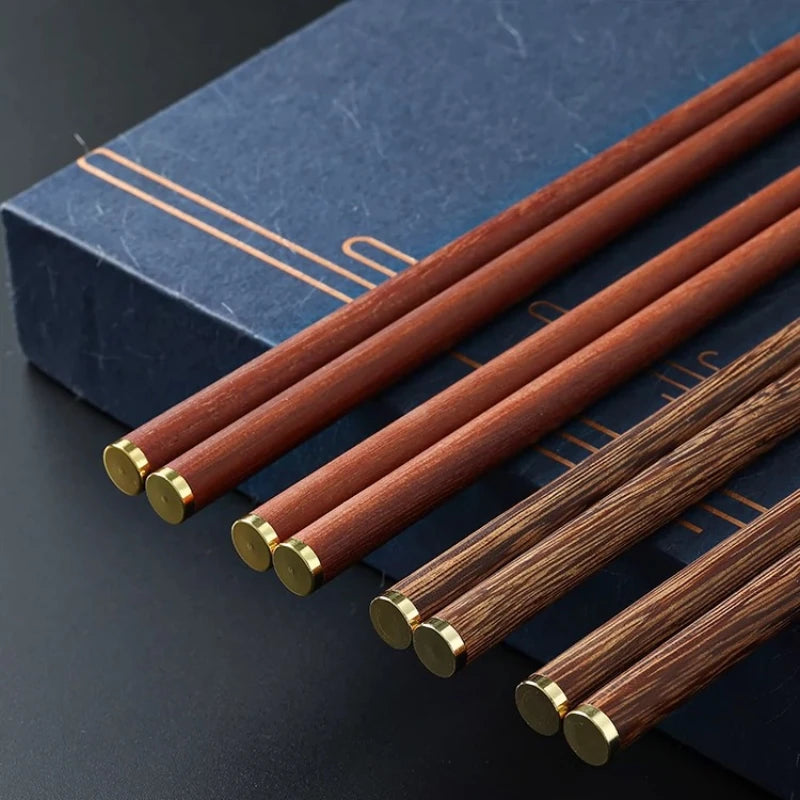 Luxury Wood Chinese Chopsticks Gift Set with Blue Box - 5/10 Pair Set ...