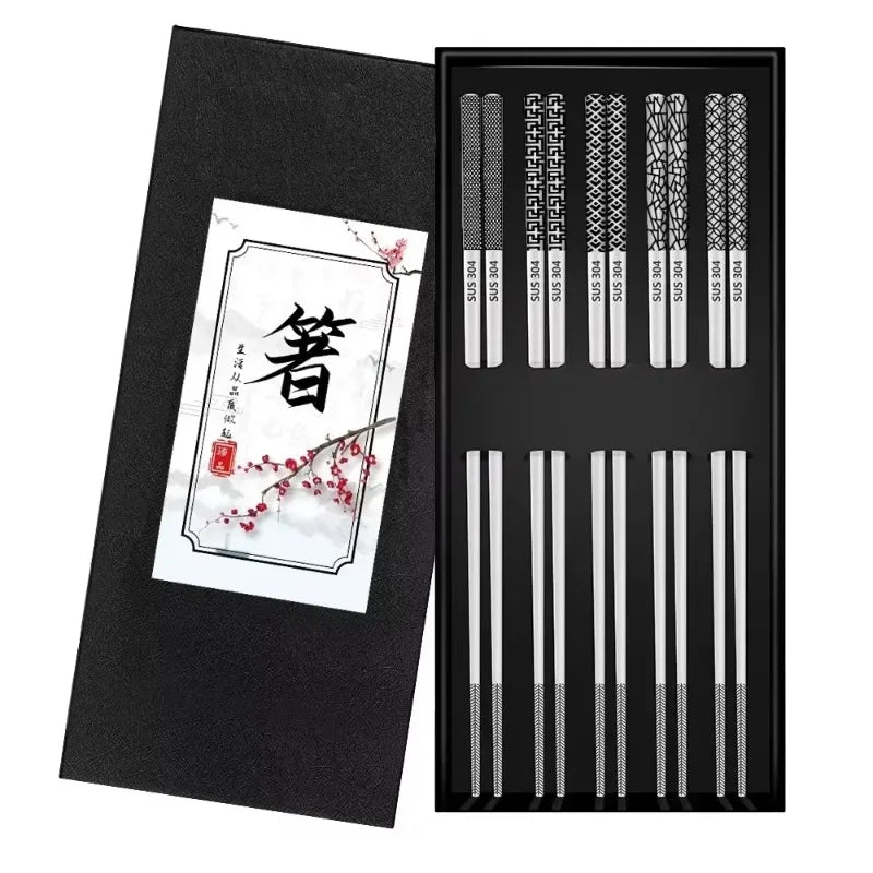 Silver Textured Metal Chopsticks | Korean Luxury Fancy Set - 5 Pairs ...