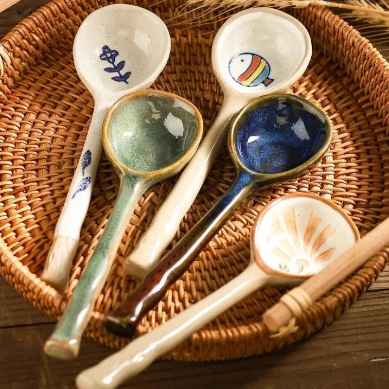 Japanese Ceramic Soup Spoon - Long Handle | Shop Chopsticks – Beautiful ...