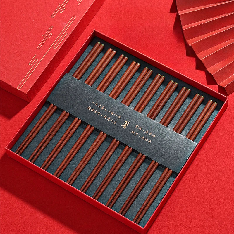Luxury Chinese Chopsticks Gift Set with Box | Red Sandalwood - 10 Pair ...