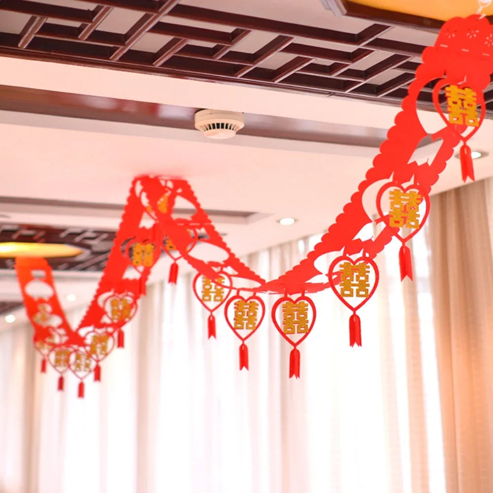 Red Hanging Banner Wedding Sign | Traditional Chinese Vietnamese Decor ...