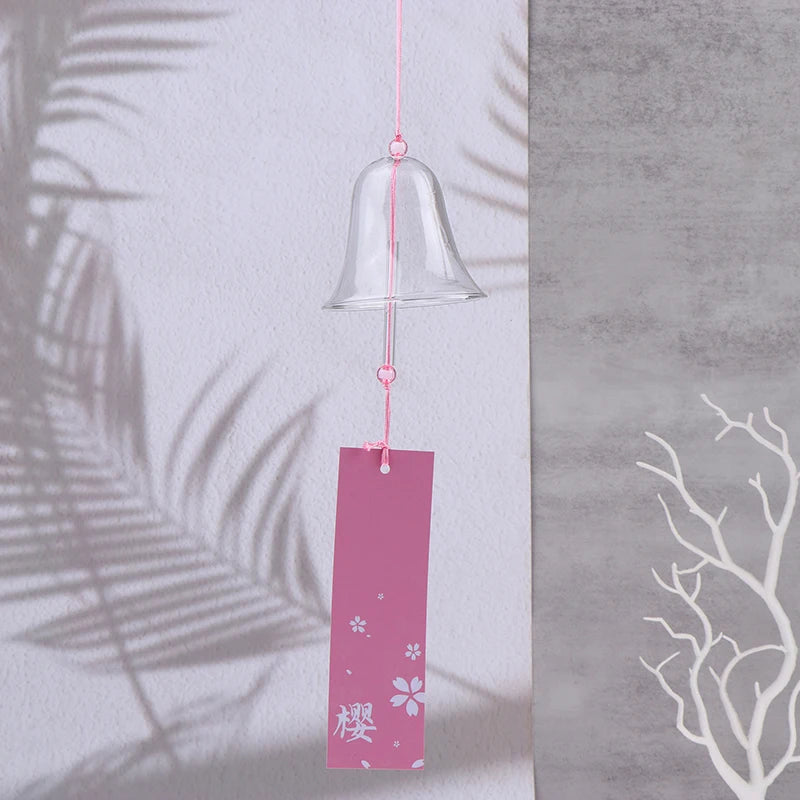 Pink Bell Clear Glass Japanese Wind Chimes | Outdoor Furin - 1 Pc ...