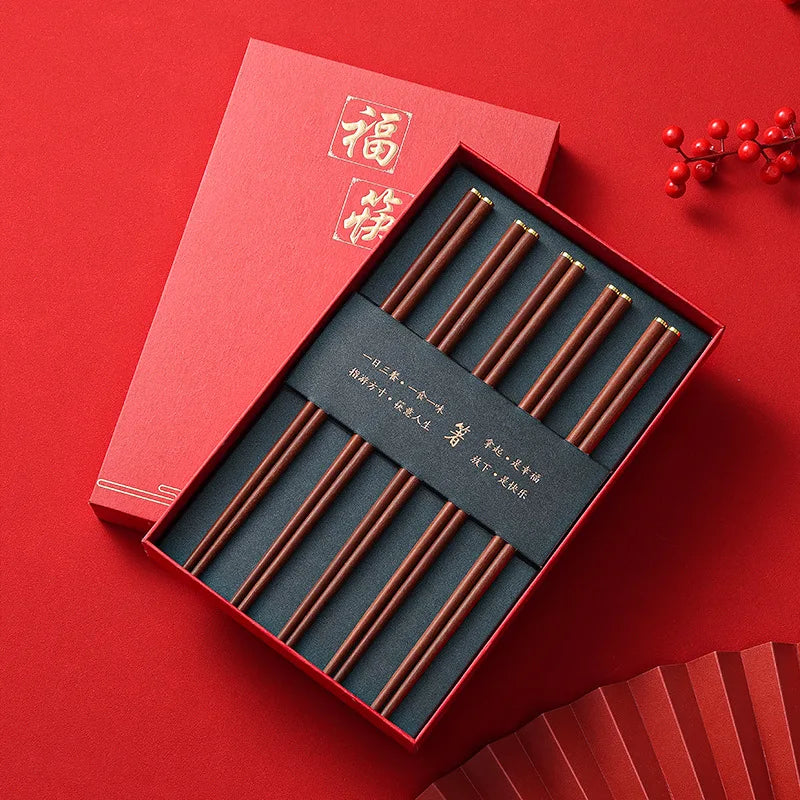 Luxury Wood Chopsticks Gift Set with Red Box | Shop Chinese Tableware ...