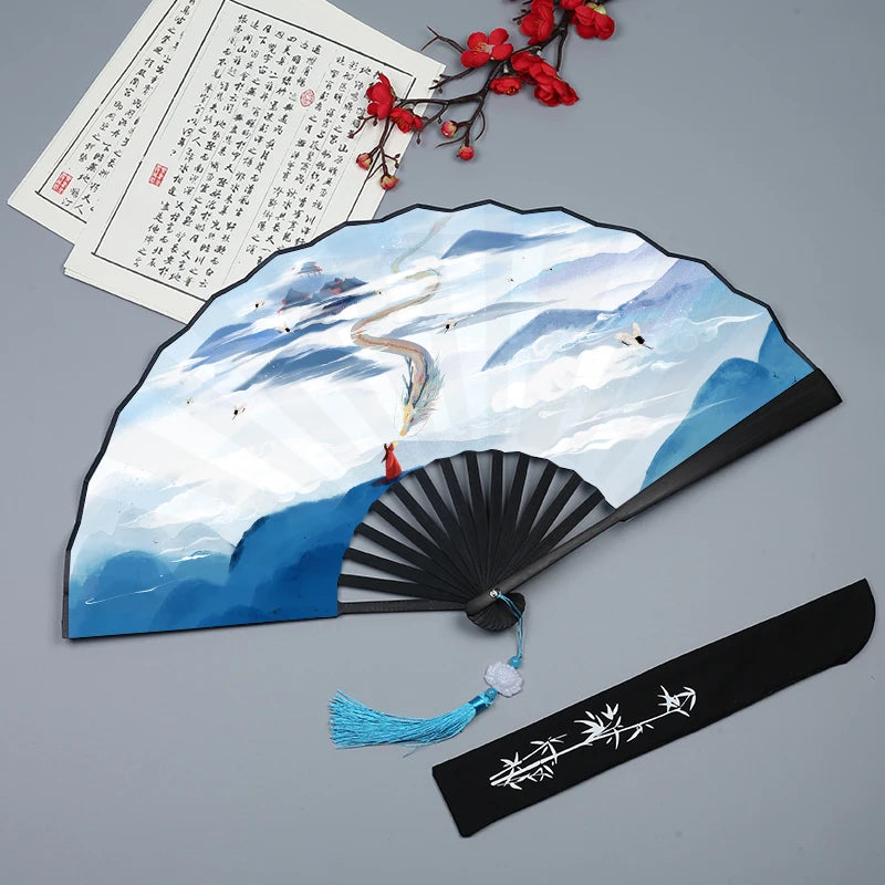 Dragon Folklore Chinese Hand Fans | Buy Folding Fan Silk Cloth - 1 Pc ...