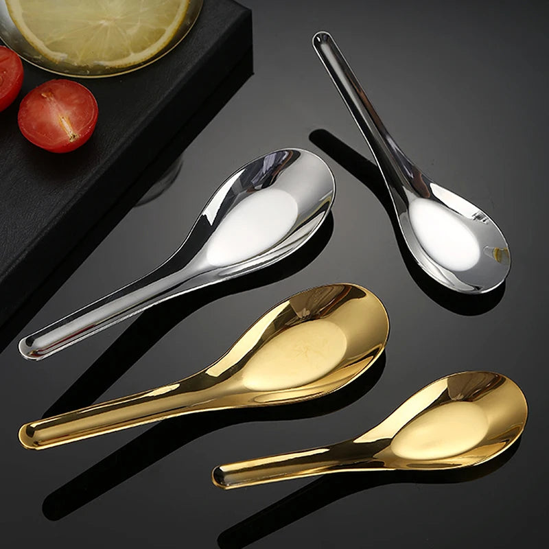 Korean 304 Stainless Steel Asian Soup Spoons | Rice Noodle Tableware ...
