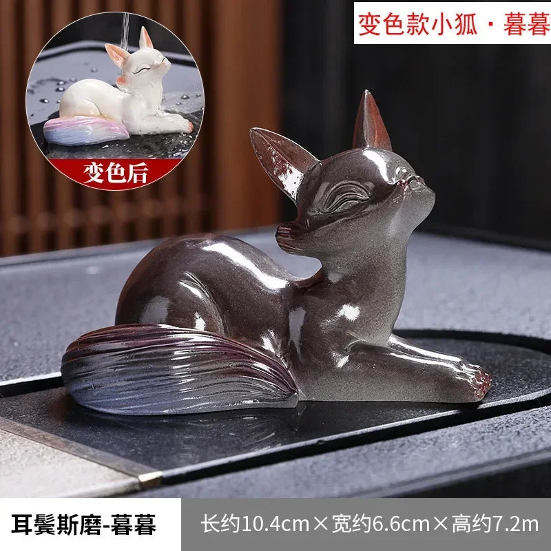 White Fox Color Changing Tea Pet | Shop Small Mascot Figurine - 1 Pc ...
