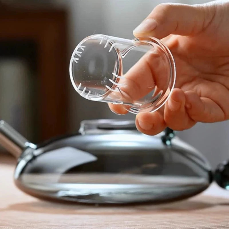 Flat Glass Teapot with Infuser | Clear High Borosilicate Tea Pot ...