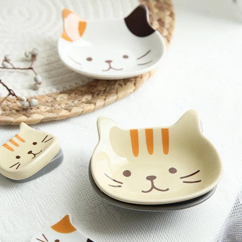 Cat Soy Sauce Plate | Japanese Ceramic Dipping Dishes for Sushi - 1 Pc ...